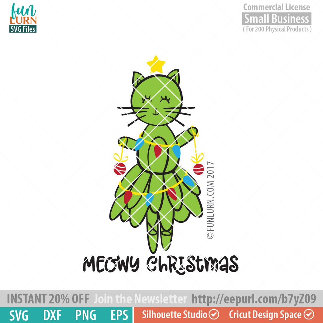 Meowy Christmas SVG, Merry Christmas SVG, Cat Christmas Tree Svg ...