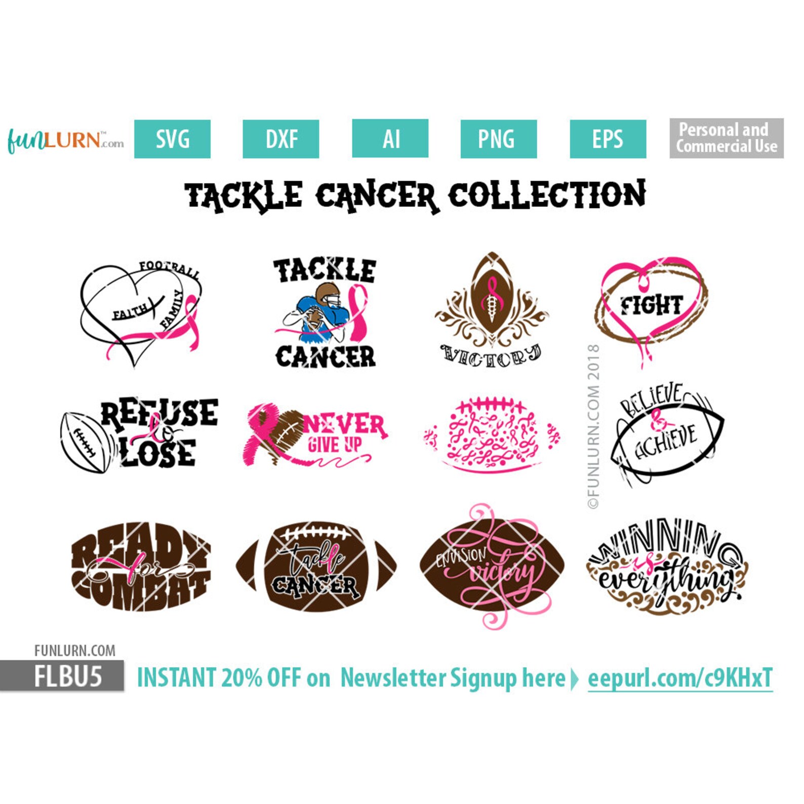 Tackle Cancer Football SVG Bundle (digital Files) - Etsy