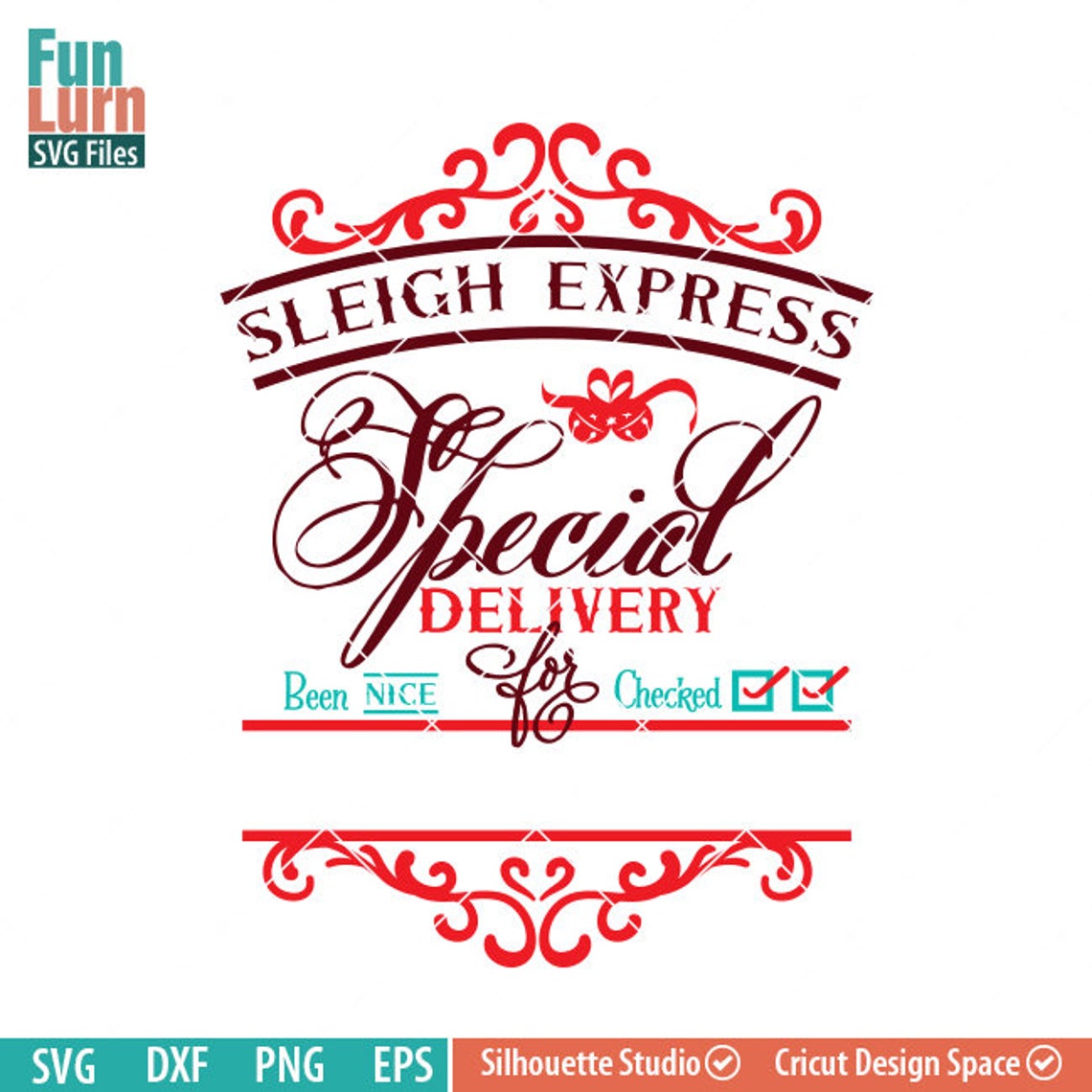 Santa Bag Design SVG, Special Delivery Sleigh Express (digital Files ...