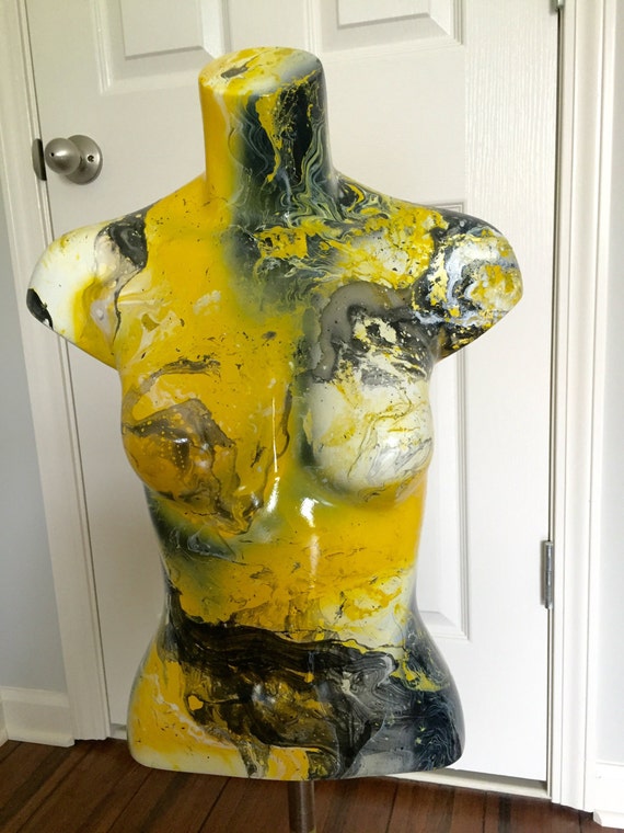 Items similar to Painted Female Torso Dress Form Sculpture Home Decor ...