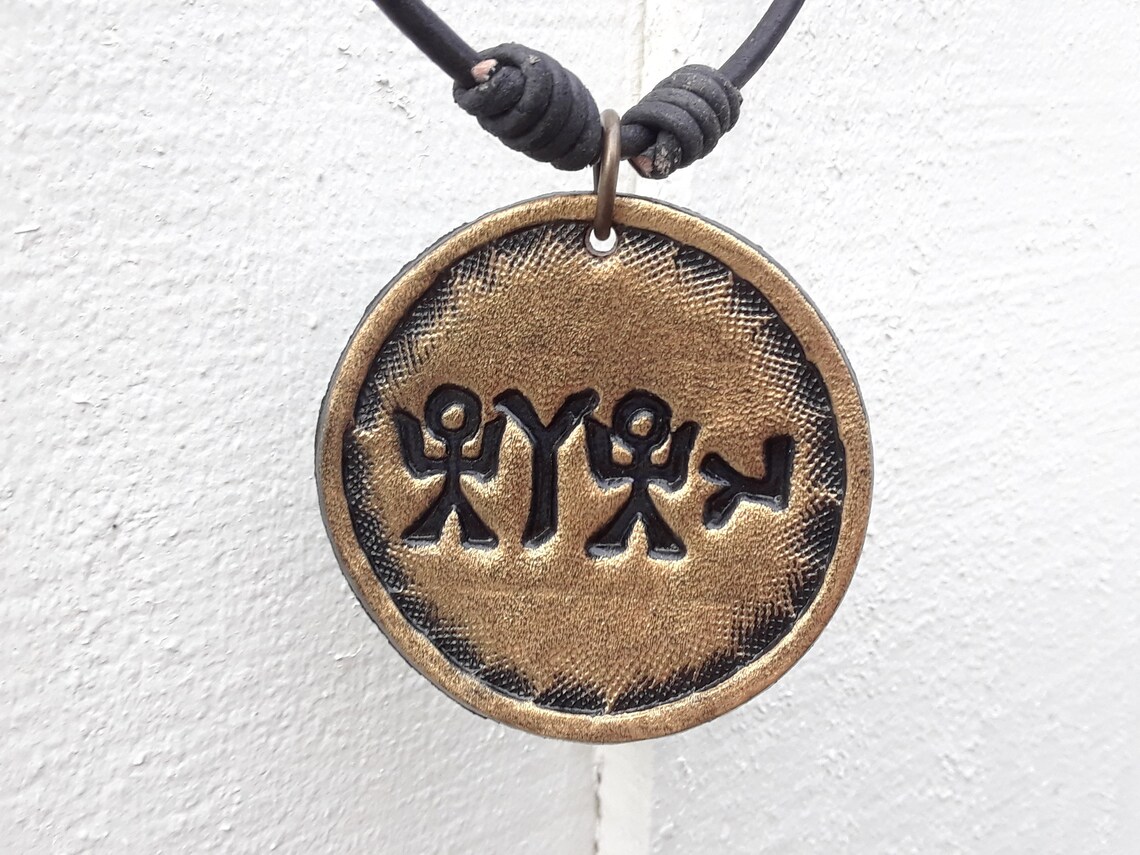 Pendant-yhuh-black on GOLD Unique Leather Necklace With | Etsy