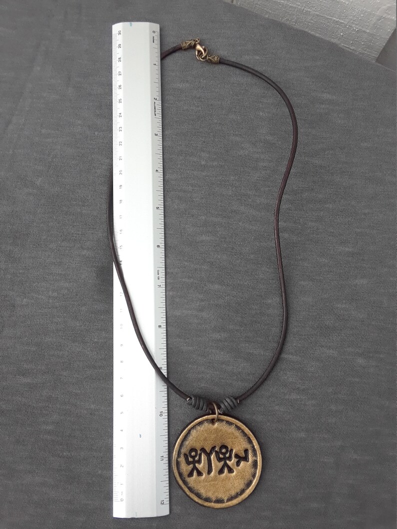 Pendant-yhuh-black on GOLD Unique Leather Necklace With | Etsy