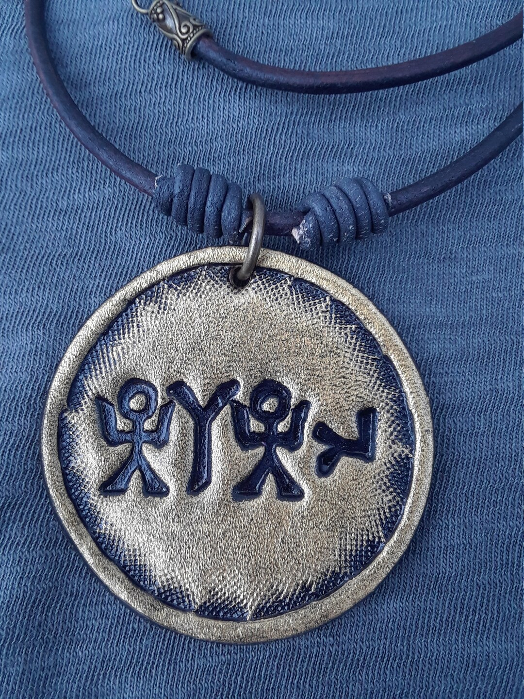Pendant-yhuh-black on GOLD Unique Leather Necklace With - Etsy