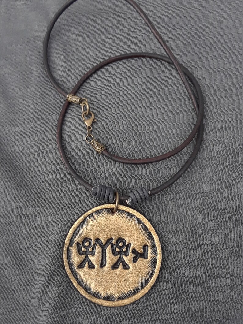 Pendant-yhuh-black on GOLD Unique Leather Necklace With | Etsy