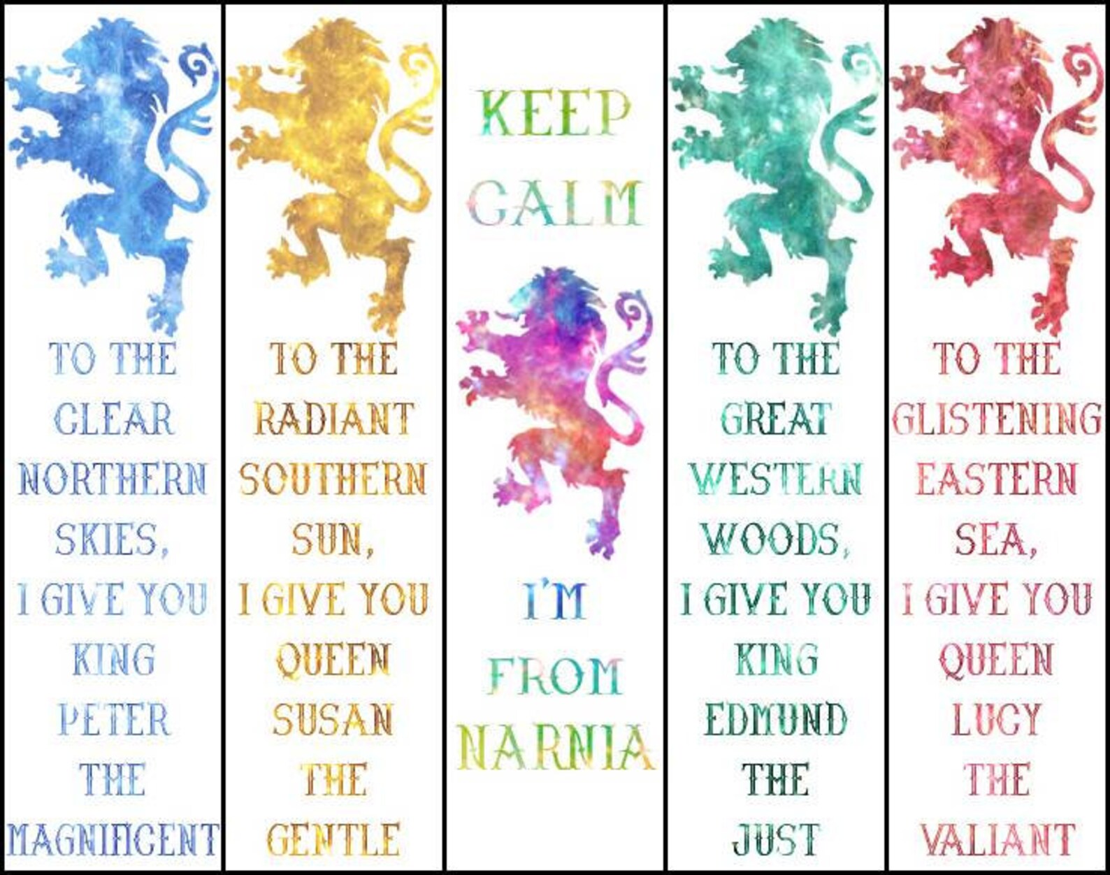 Kings & Queens of Narnia Bookmarks | Etsy