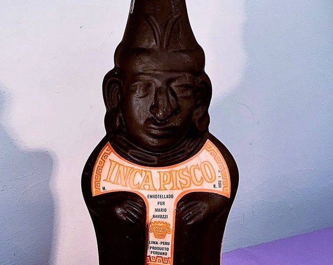 Vintage Inca Pisco Figural Black Liquor Bottle With Original Labels ...