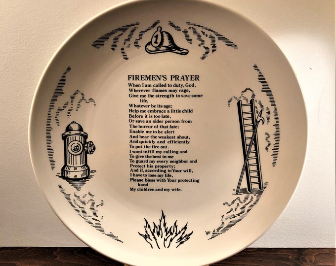 Fireman's Prayer Ceramic Porcelain Decorative Plate, Bush Pattern Works ...
