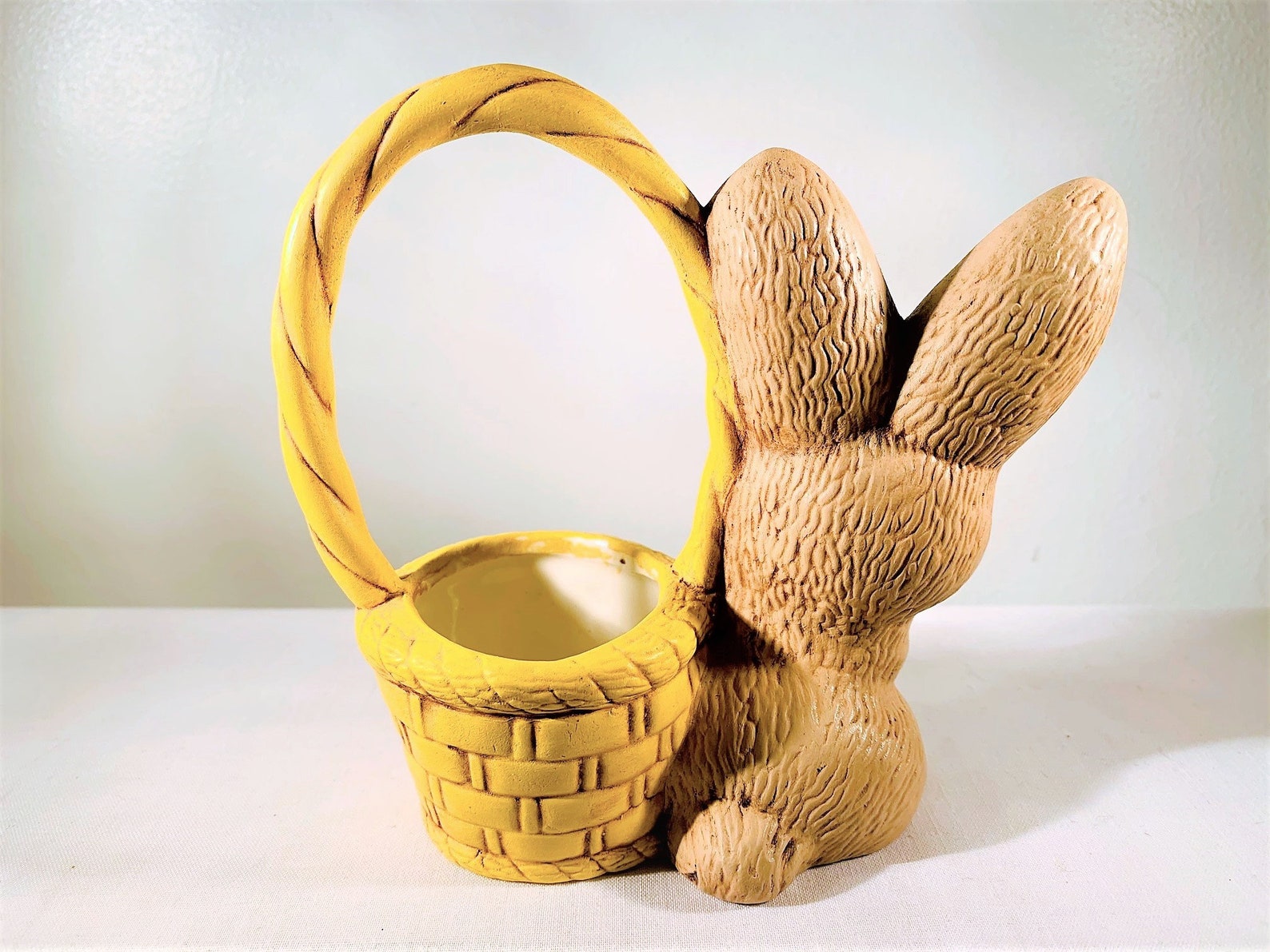 Vintage Ceramic Easter Bunny With Easter Basket Figurine Cute - Etsy