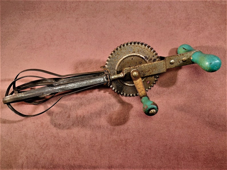 A & J Vintage Hand Beater Mixer W Green Wooden Handles Retro - Etsy