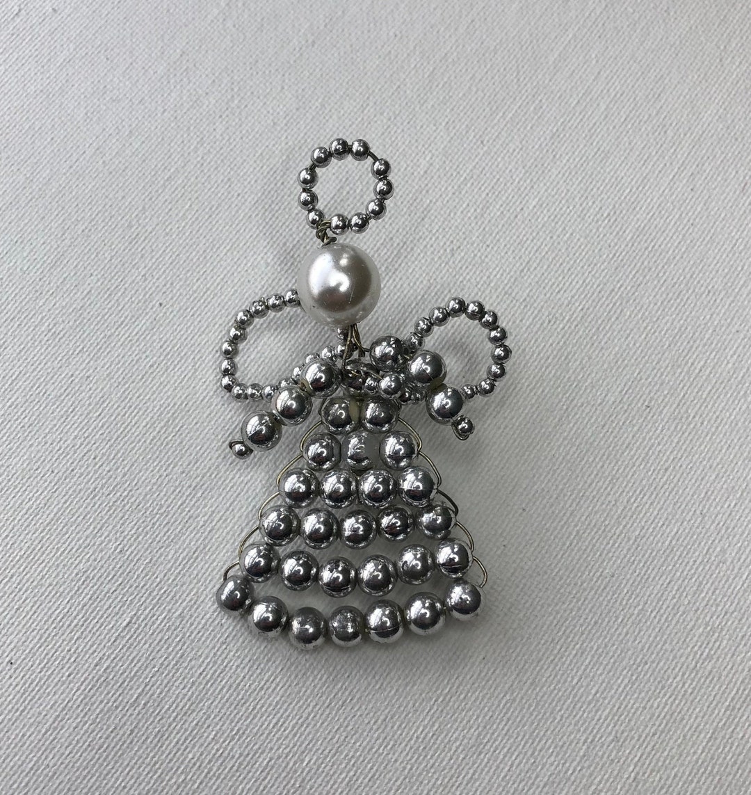 Hand Made Vintage Angel Brooch or Pin Made With Wire and Silver Beads ...