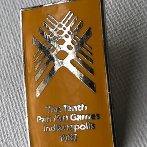 The 10th Pan Am Games, Indianapolis 1987 Yellow Pinback, Vintage Pan Am ...
