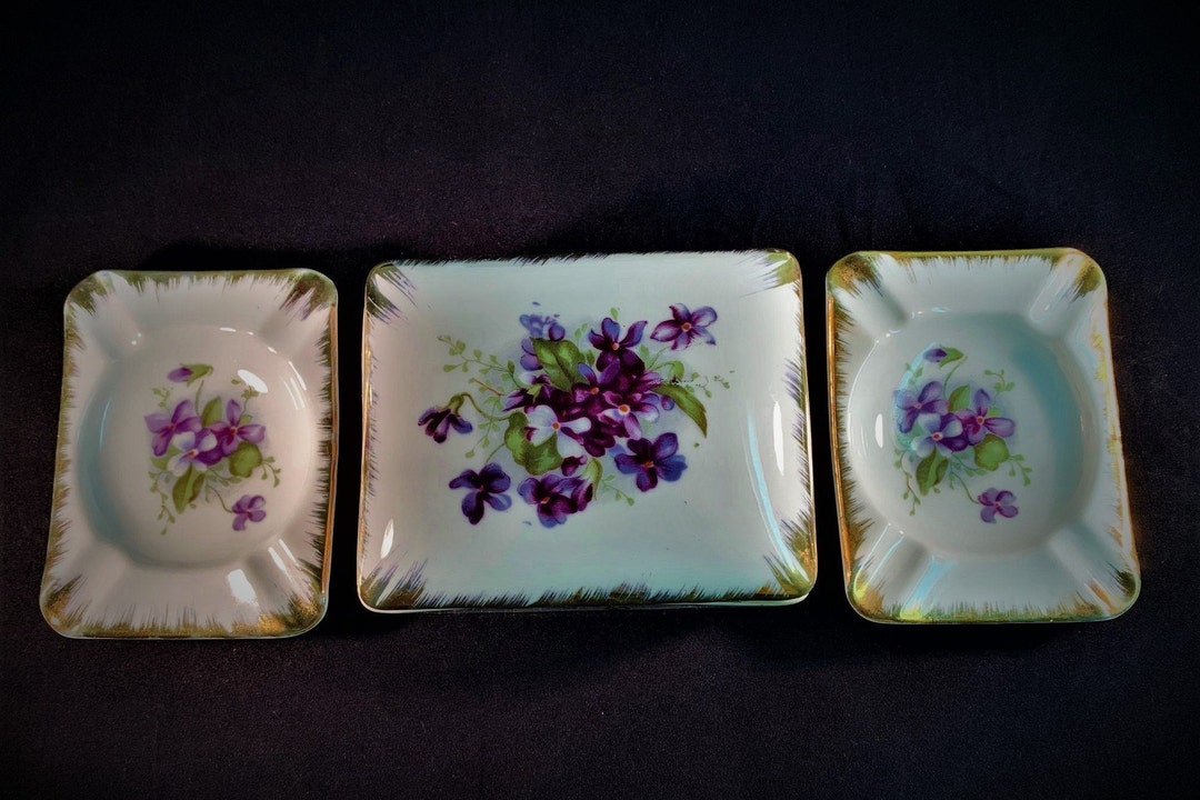 Vintage Hand Painted Stafford Purple Violet Cigarette Box With - Etsy