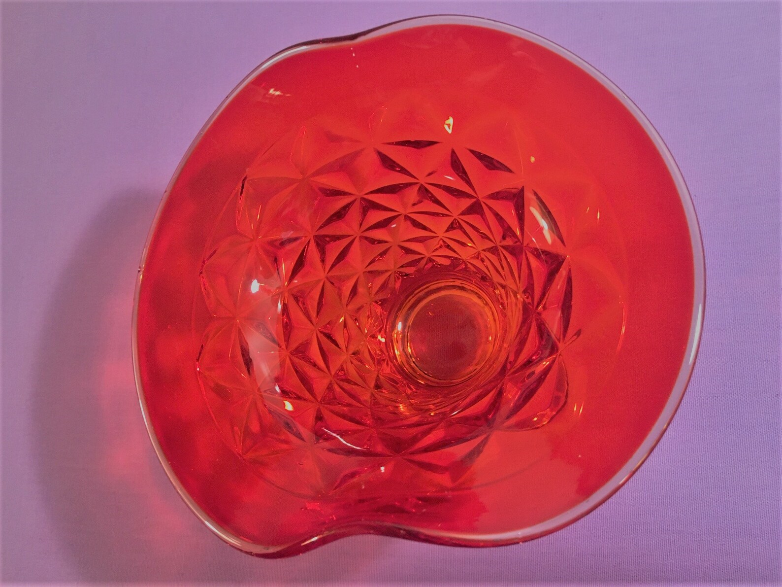 Vintage Amberina Glass Diamond Point Vase W Ruffled or | Etsy