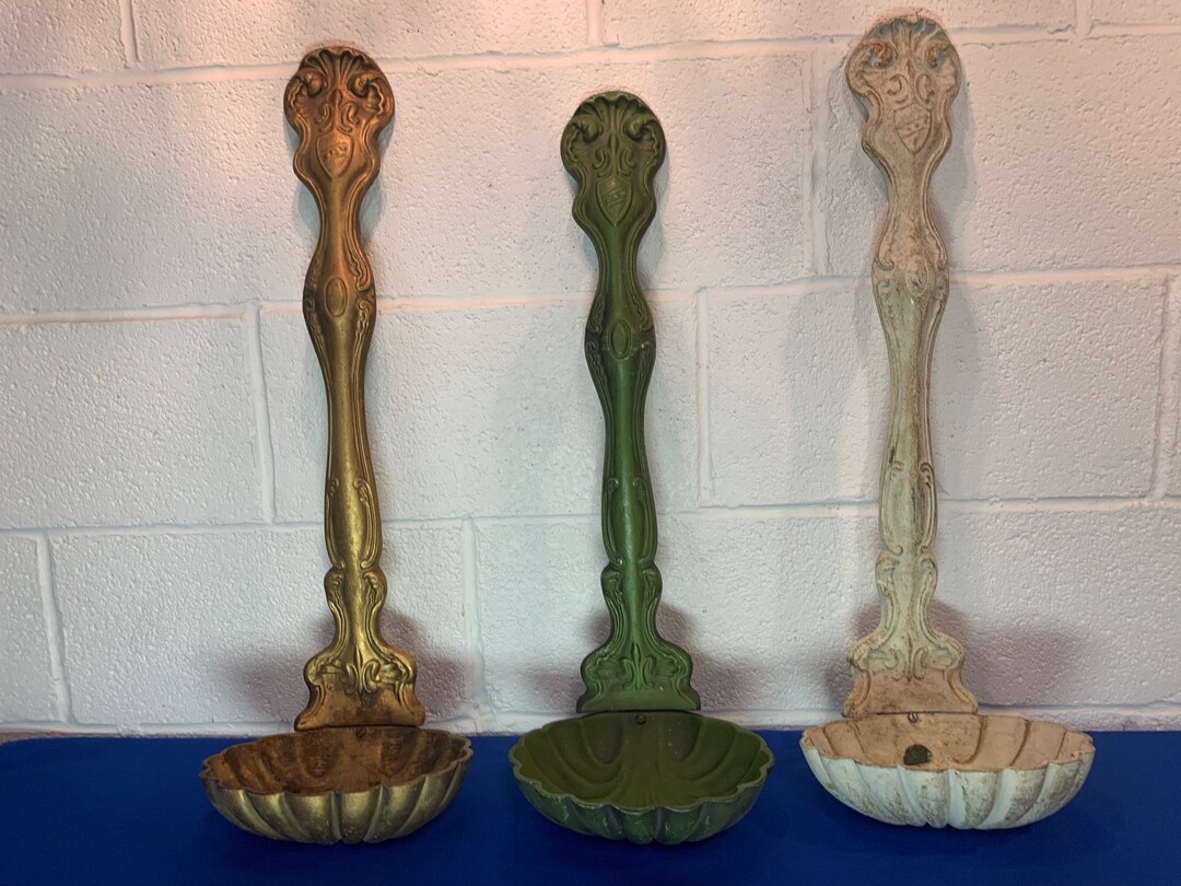 3 Cast Metal Wall Decor Spoons Clam Shell Planter Wall Art - Etsy