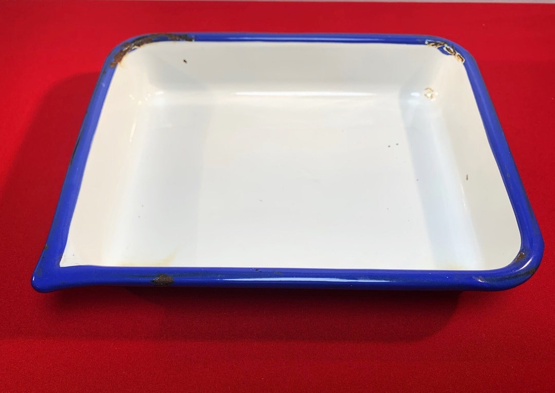 Vintage Cesco Porcelain Photograph Tray White W Blue Rim W Spout, 1950 ...