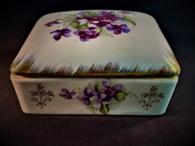 Vintage Hand Painted Stafford Purple Violet Cigarette Box With - Etsy