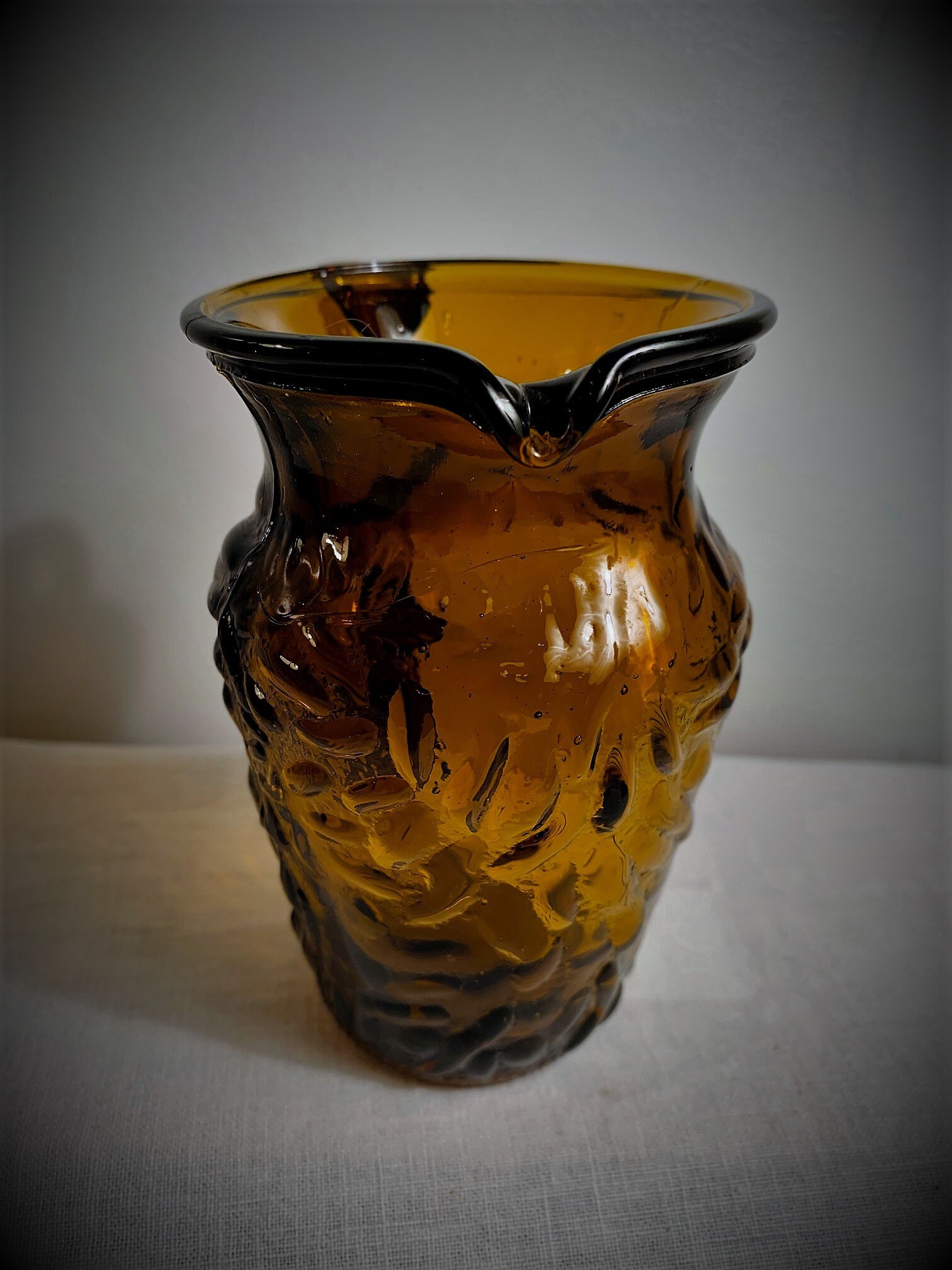 Vintage Miniature Dark Honey Amber Glass Pitcher With Textured - Etsy