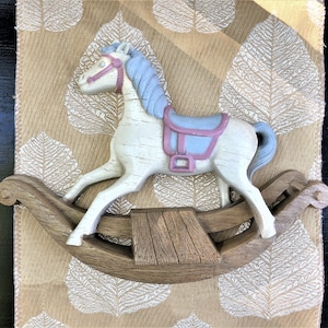 Vintage Burwood Rocking Horse Wall Hanging, 1988 Nursery Decor, Pastel ...