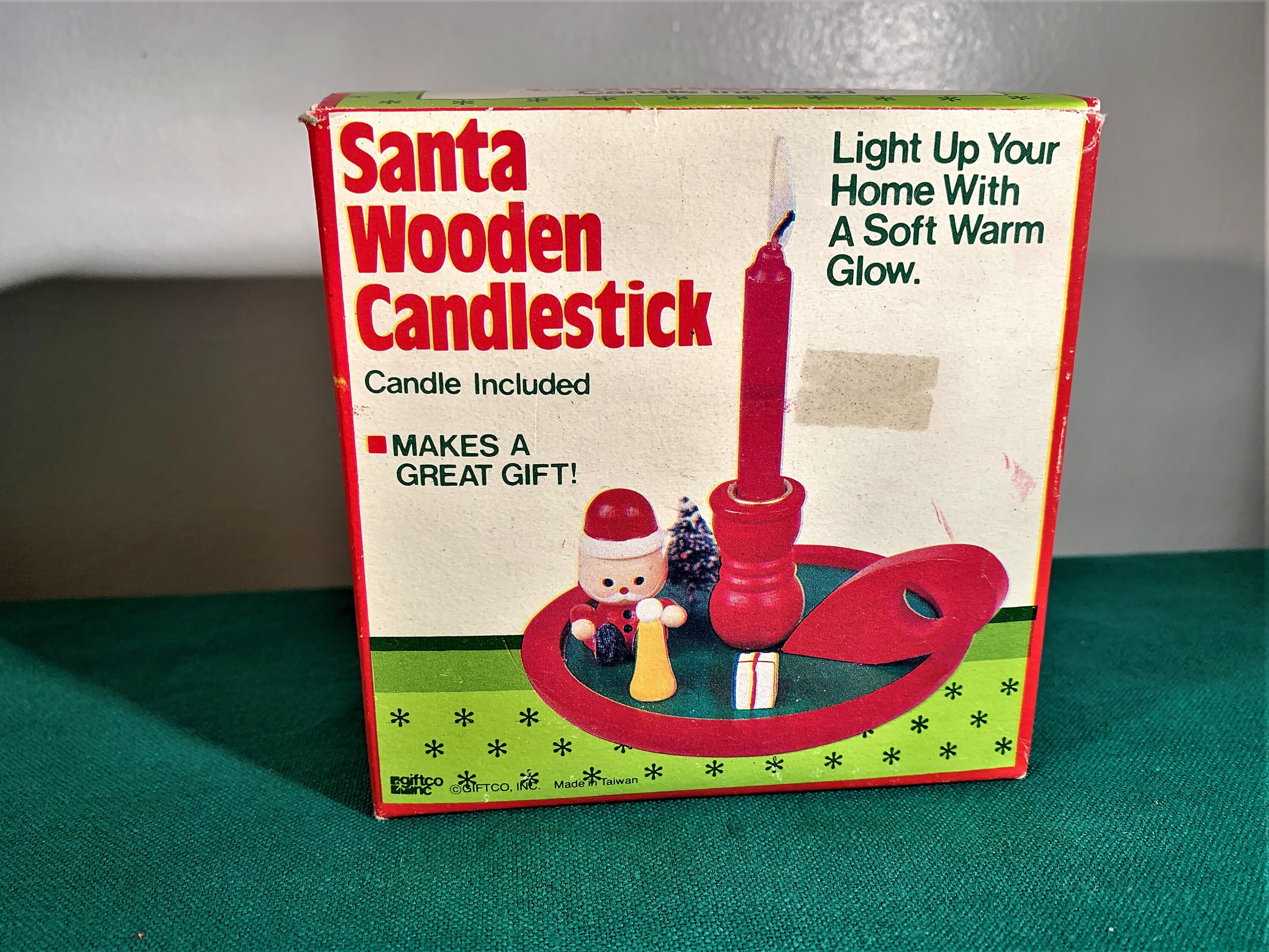 Vintage Giftco Santa Wooden Candlestick w Mini Bottle Brush | Etsy