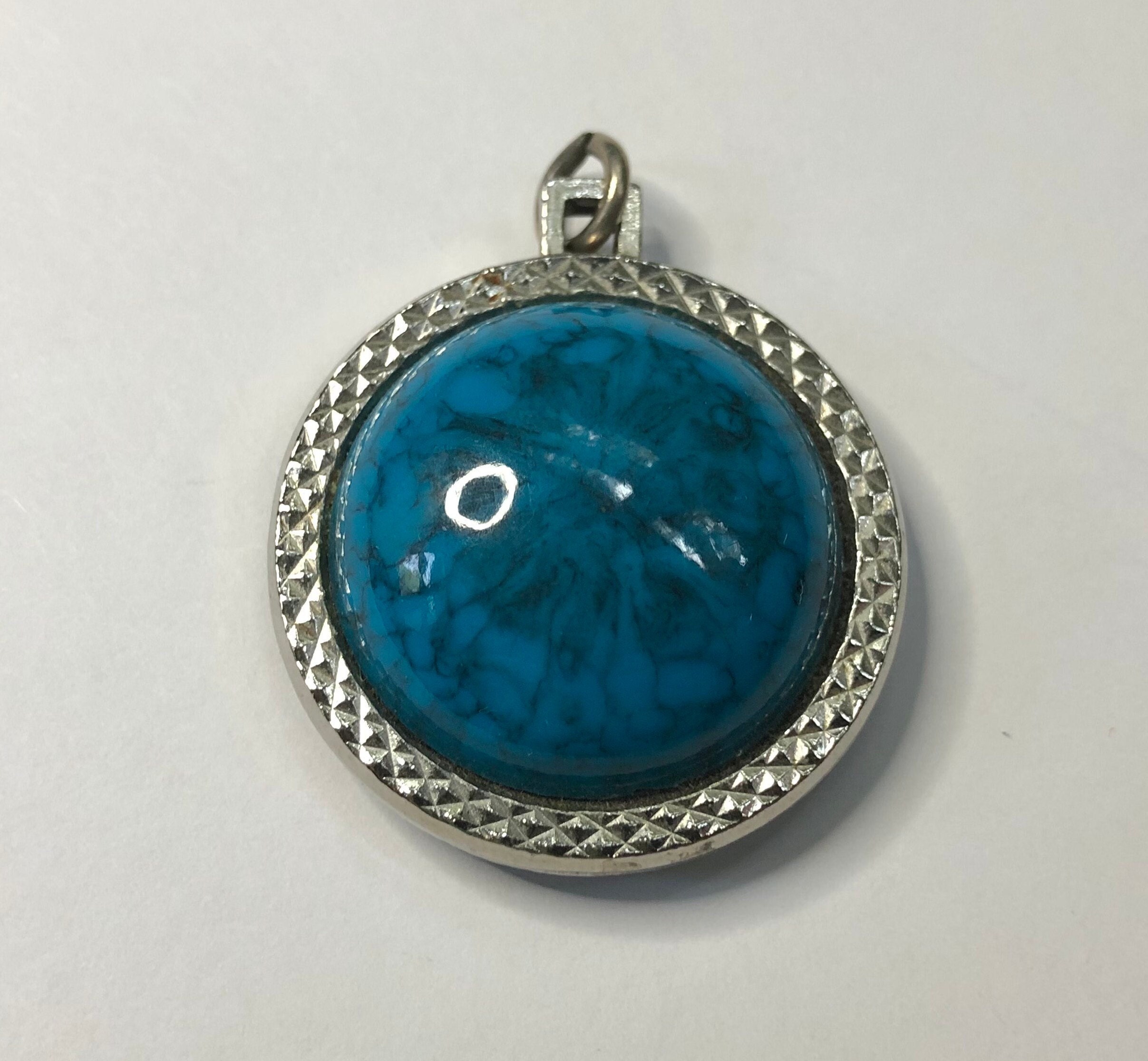 Set of Two Blue Vintage Pendants One Light Blue Circle - Etsy