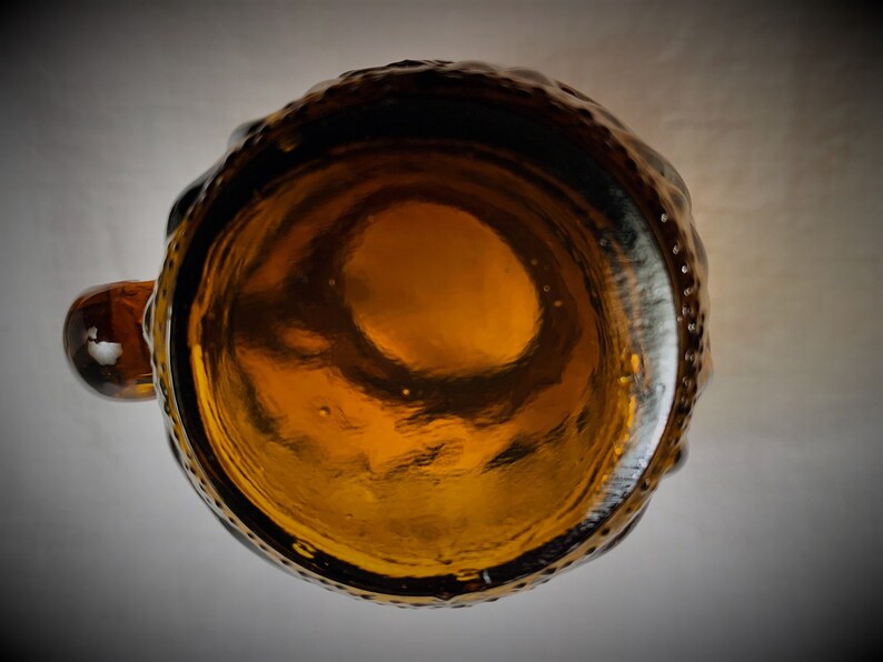 Vintage Miniature Dark Honey Amber Glass Pitcher With Textured Bark ...