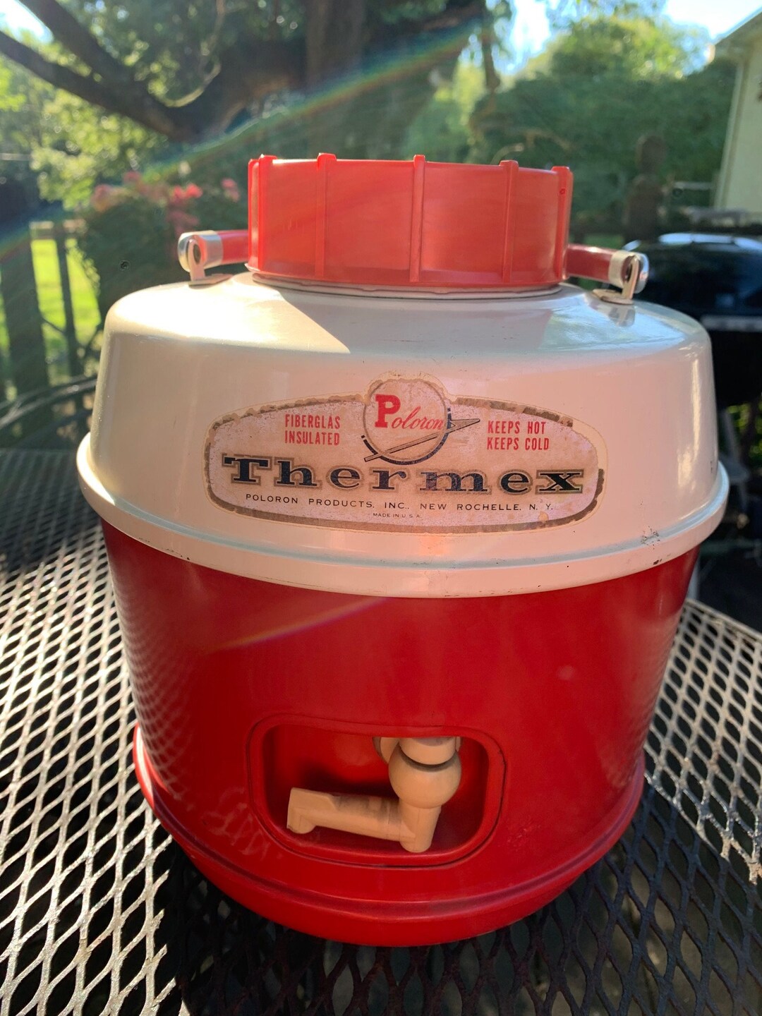 Vintage Poloron Thermex Aluminum Picnic Water Cooler Thermos One Gallon ...