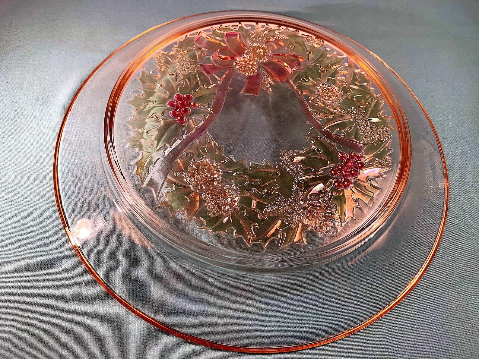 Vintage Large Glass Decorative Christmas Plate With Pastel - Etsy