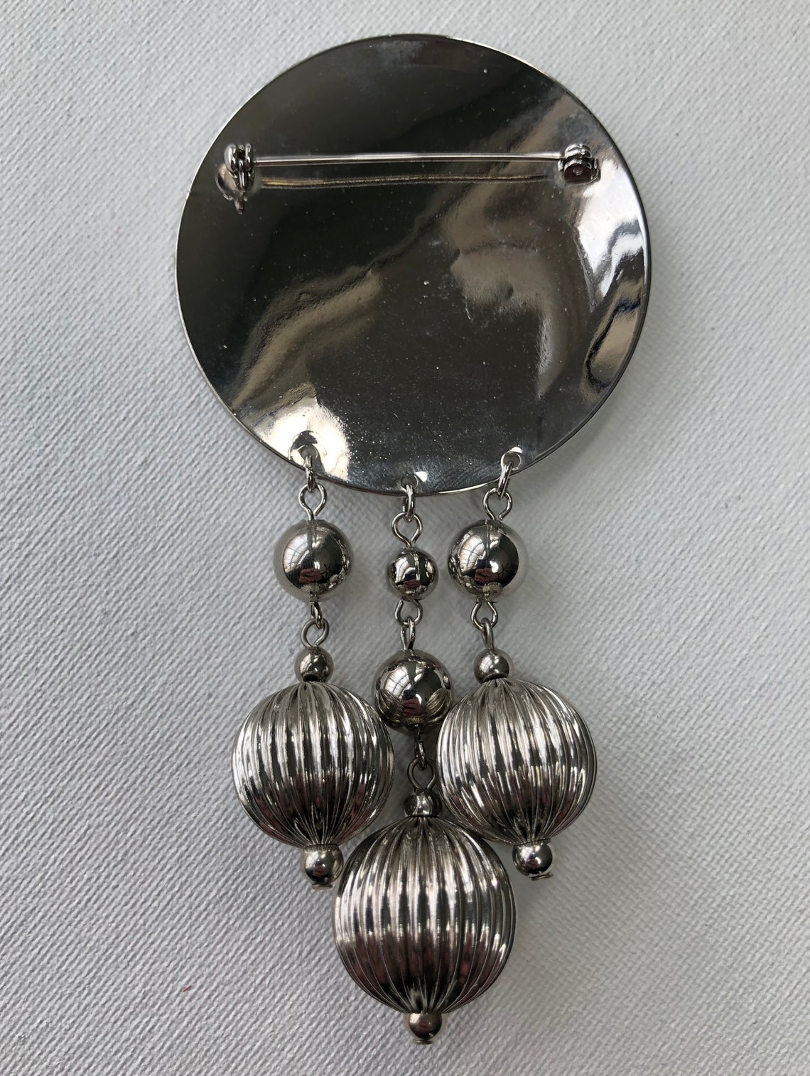 Vintage Large Silver Tone Circle Ball Dangle Pin or Brooch | Etsy