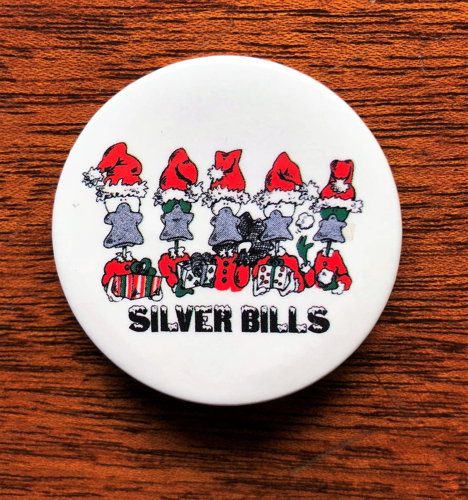 Vintage Christmas silver Bills Pinback Button - Etsy