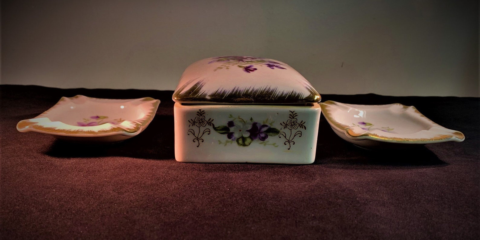 Vintage Hand Painted Stafford Purple Violet Cigarette Box With - Etsy