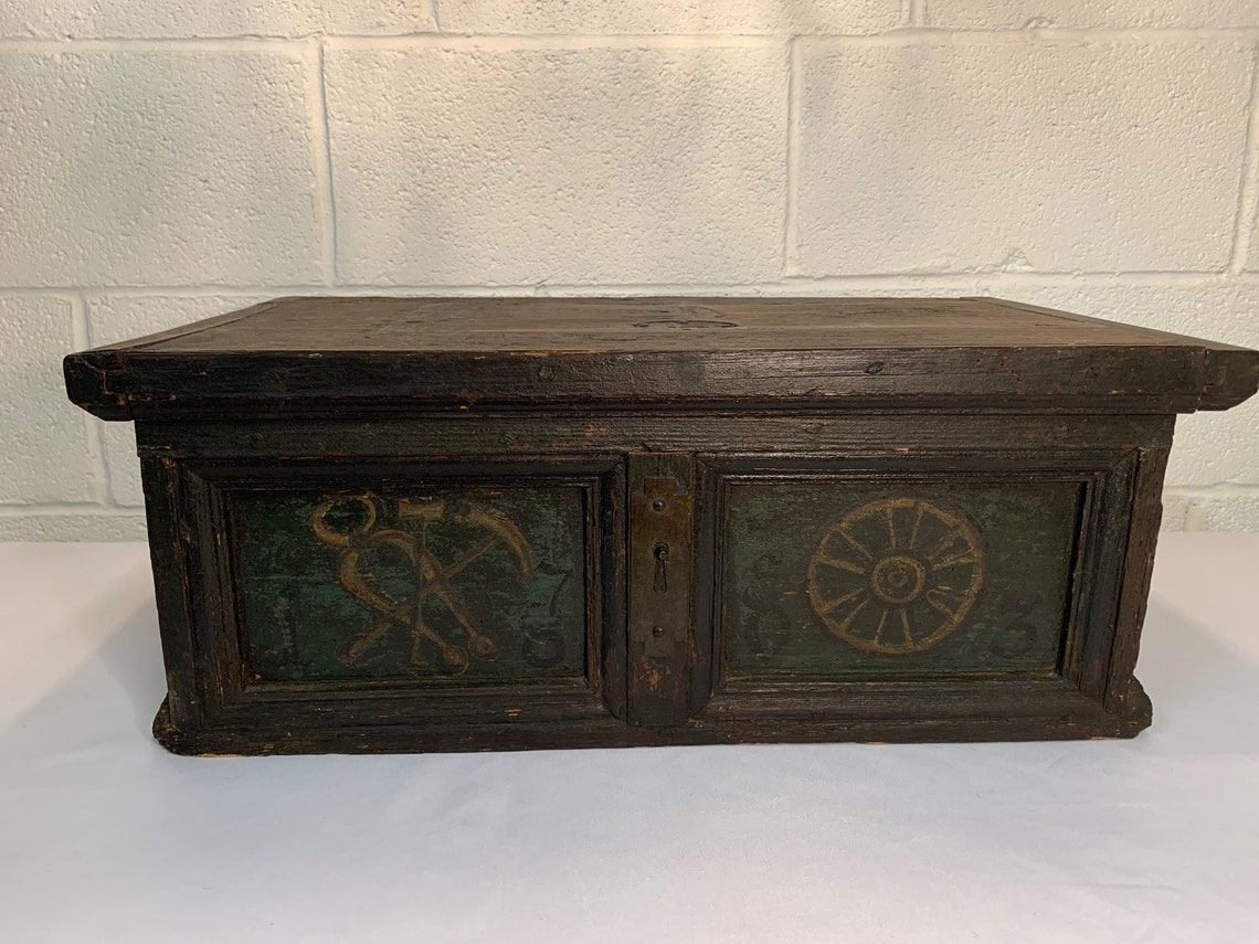 Antique German Hand Painted Wooden Strong Box Dated 1803 W - Etsy