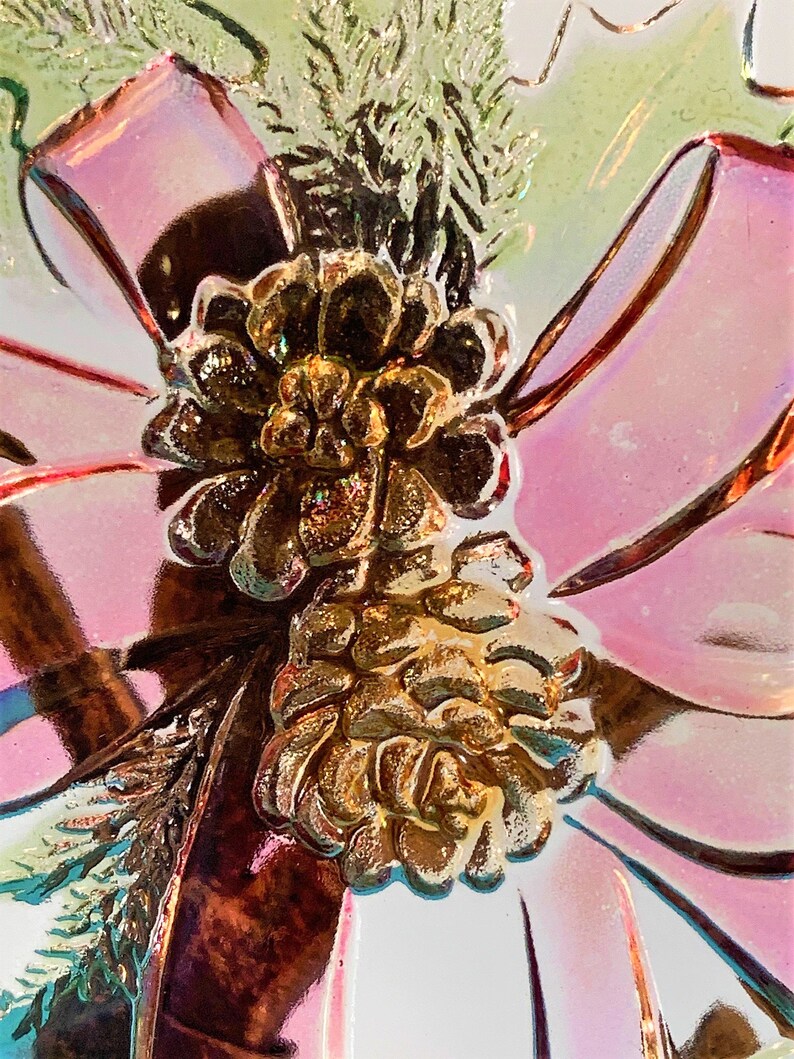 Vintage Large Glass Decorative Christmas Plate With Pastel - Etsy