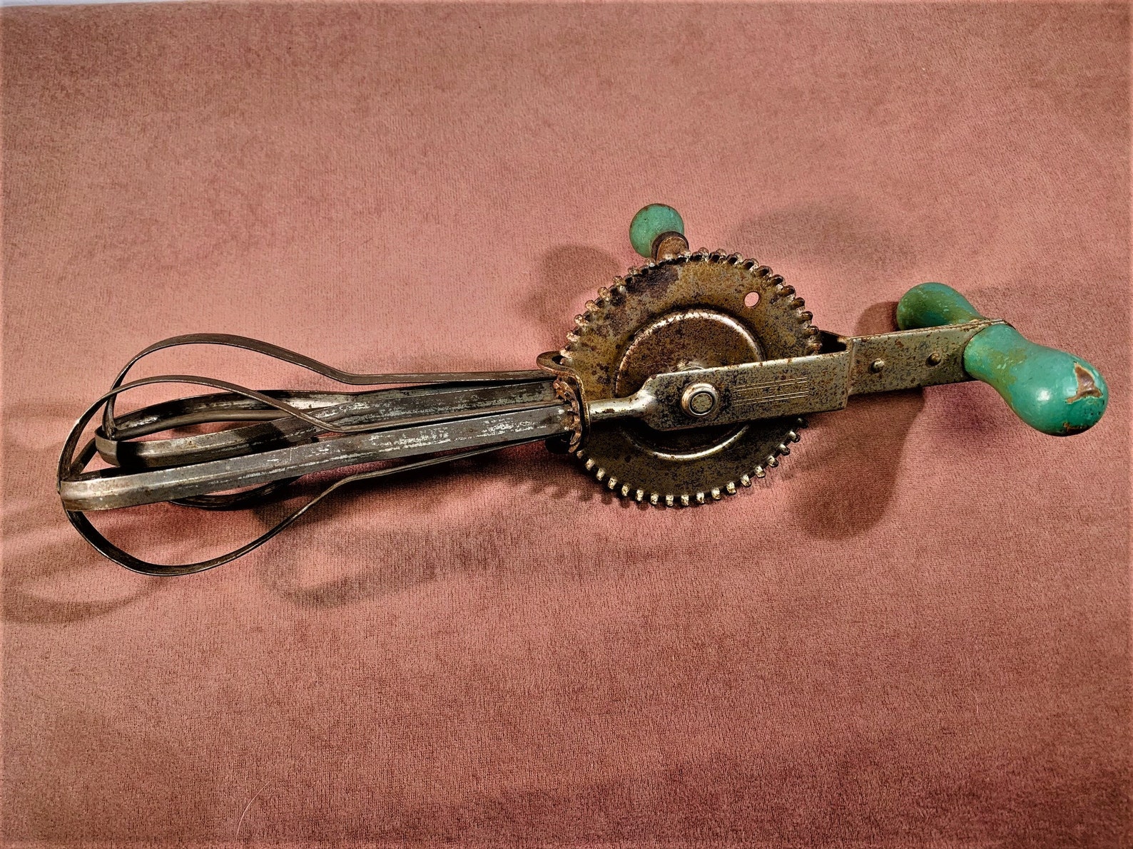 A & J Vintage Hand Beater Mixer W Green Wooden Handles Retro | Etsy