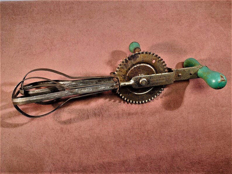 A & J Vintage Hand Beater Mixer W Green Wooden Handles Retro - Etsy