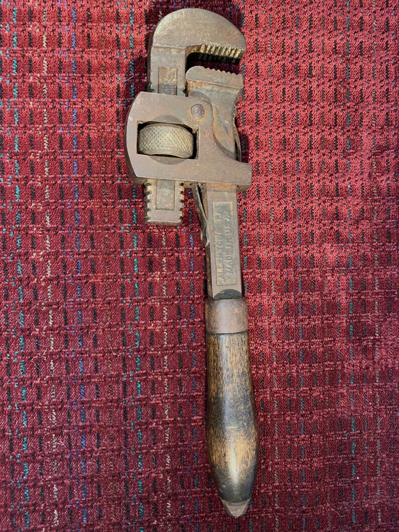 Antique 11.5 Adjustable Monkey Wrench Wooden Handle Mill - Etsy