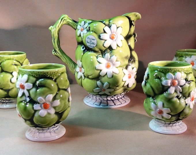 Vintage Inarco Pitcher and Cups Creme De Menthe - Apple Daisy - 1960's ...