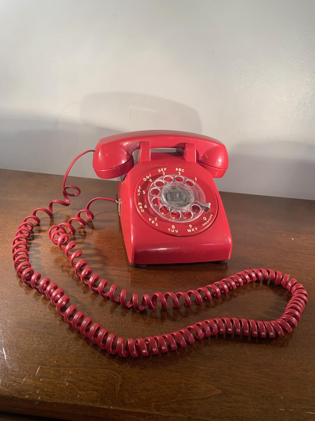 Vintage Bell Red Rotary Dial Corded Desk Telephone - Etsy