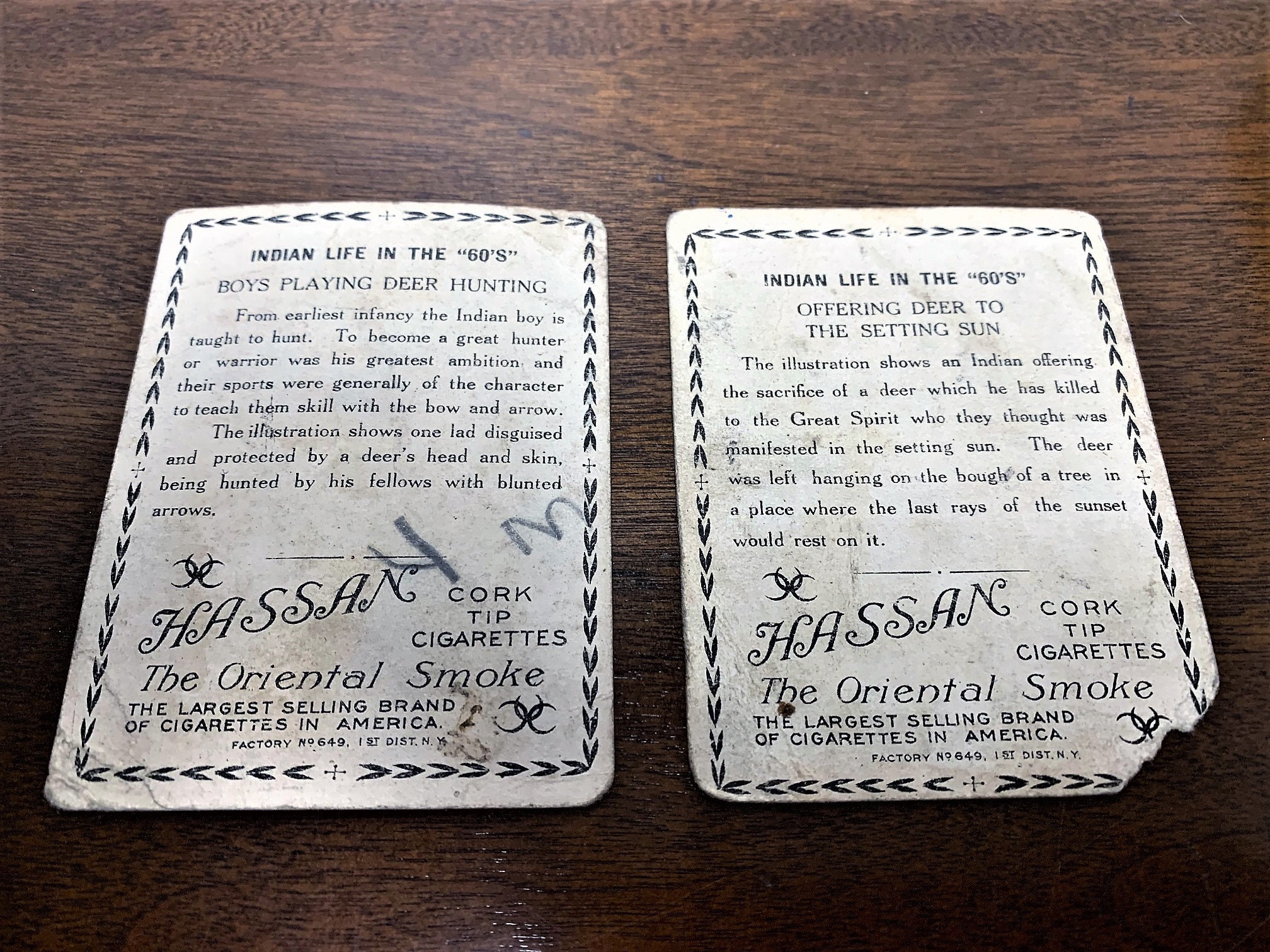 1910 Indian Life in the 60s Hassan Cork Tip Cigarettes Trading Cards ...