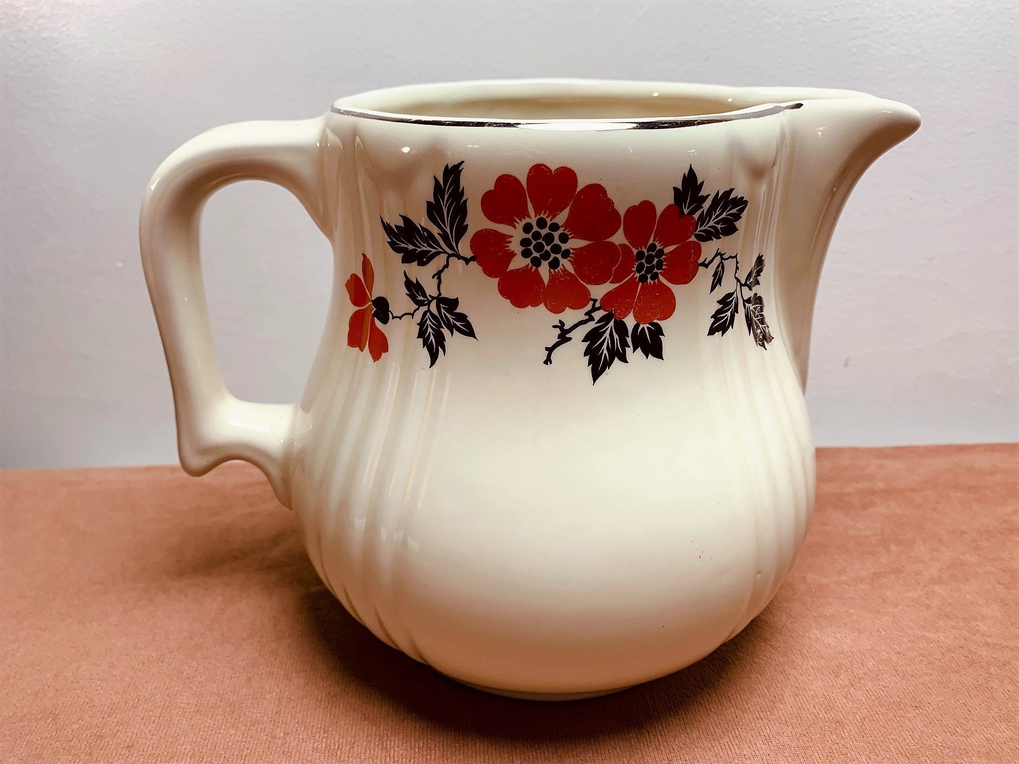 Hall's Superior Quality Red Poppy Heavy Ceramic Pitcher - Etsy