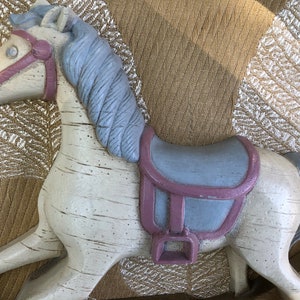 Vintage Burwood Rocking Horse Wall Hanging, 1988 Nursery Decor, Pastel ...