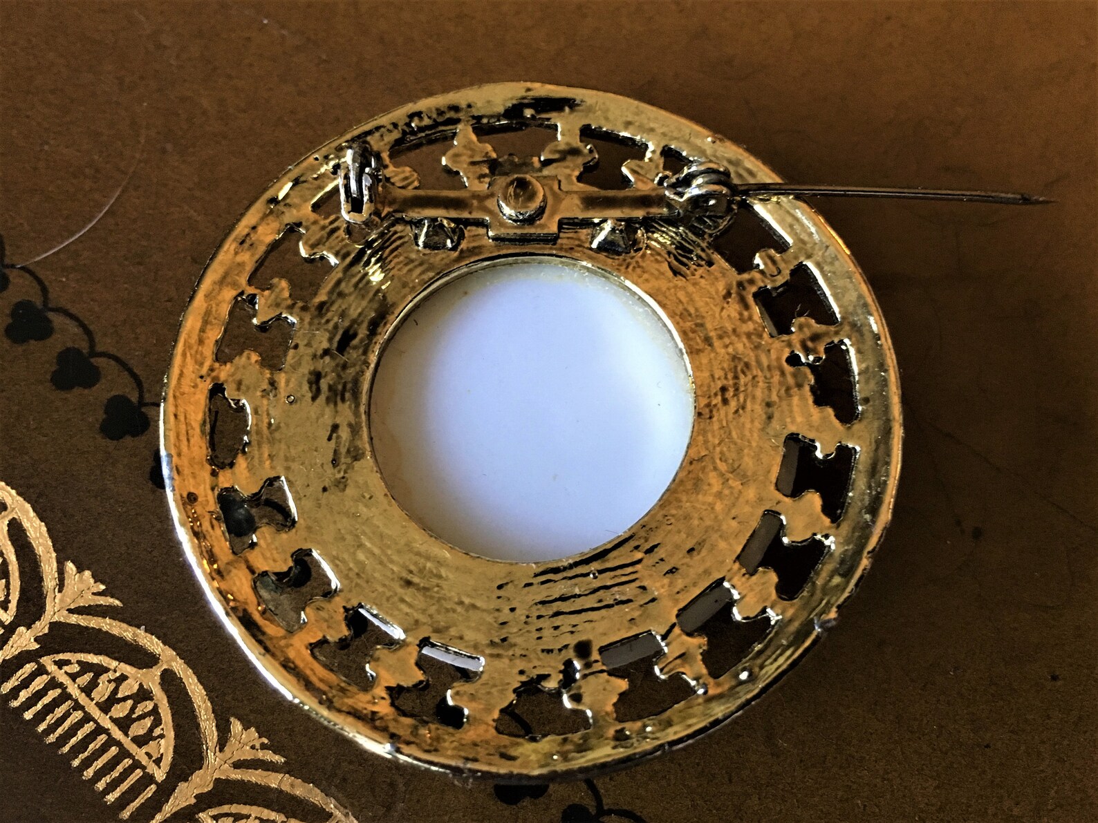 Vintage Cameo Type Brooch With Red Rose Set in Goldtone - Etsy