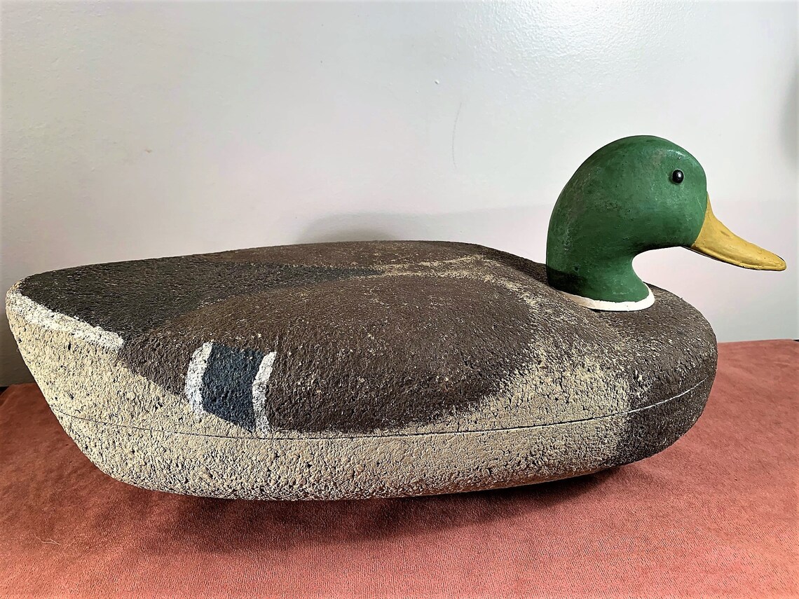 Large 19 Cork & Wood Mallard Duck Decoy With Moveable - Etsy