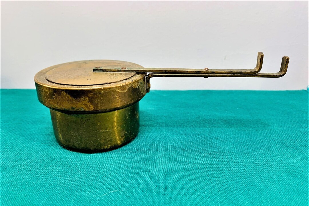 Antique Brass Ashtray Cigar Box Made in Italy W Long Pivoting Handle ...