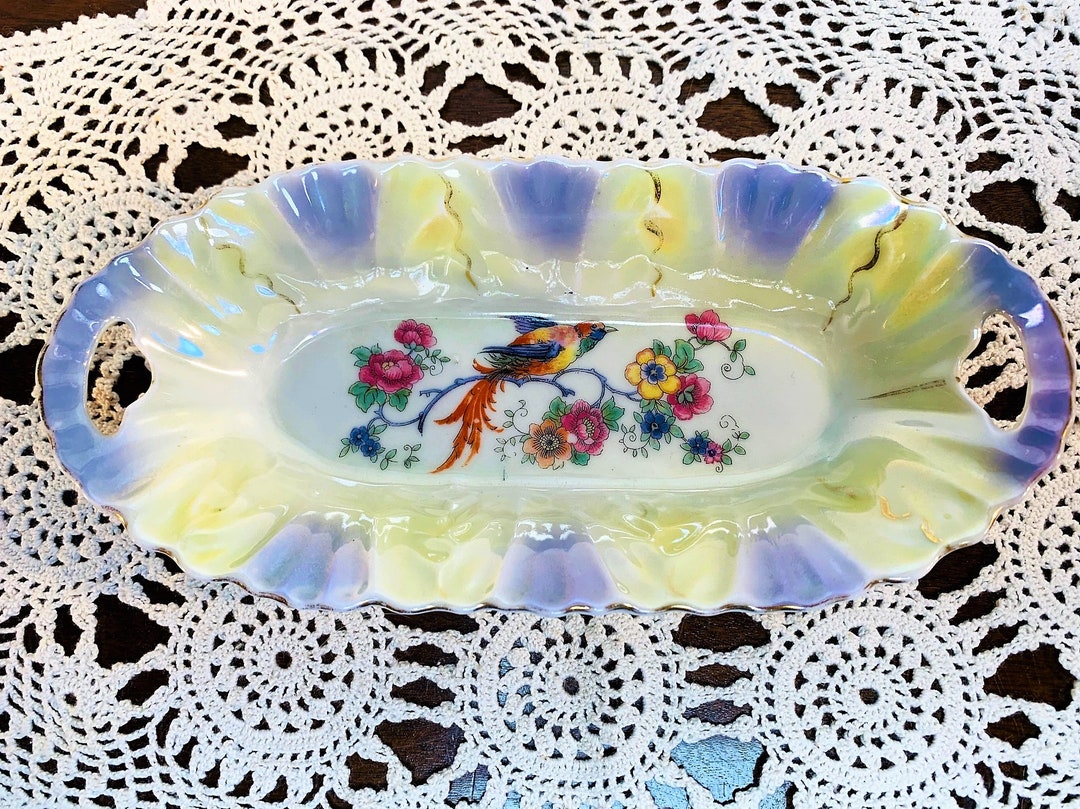 Registered Celebrate Lusterware Chelsea Bird Relish/butter Dish Made in ...