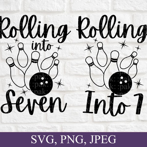 Bowling 7th Birthday Png - Etsy