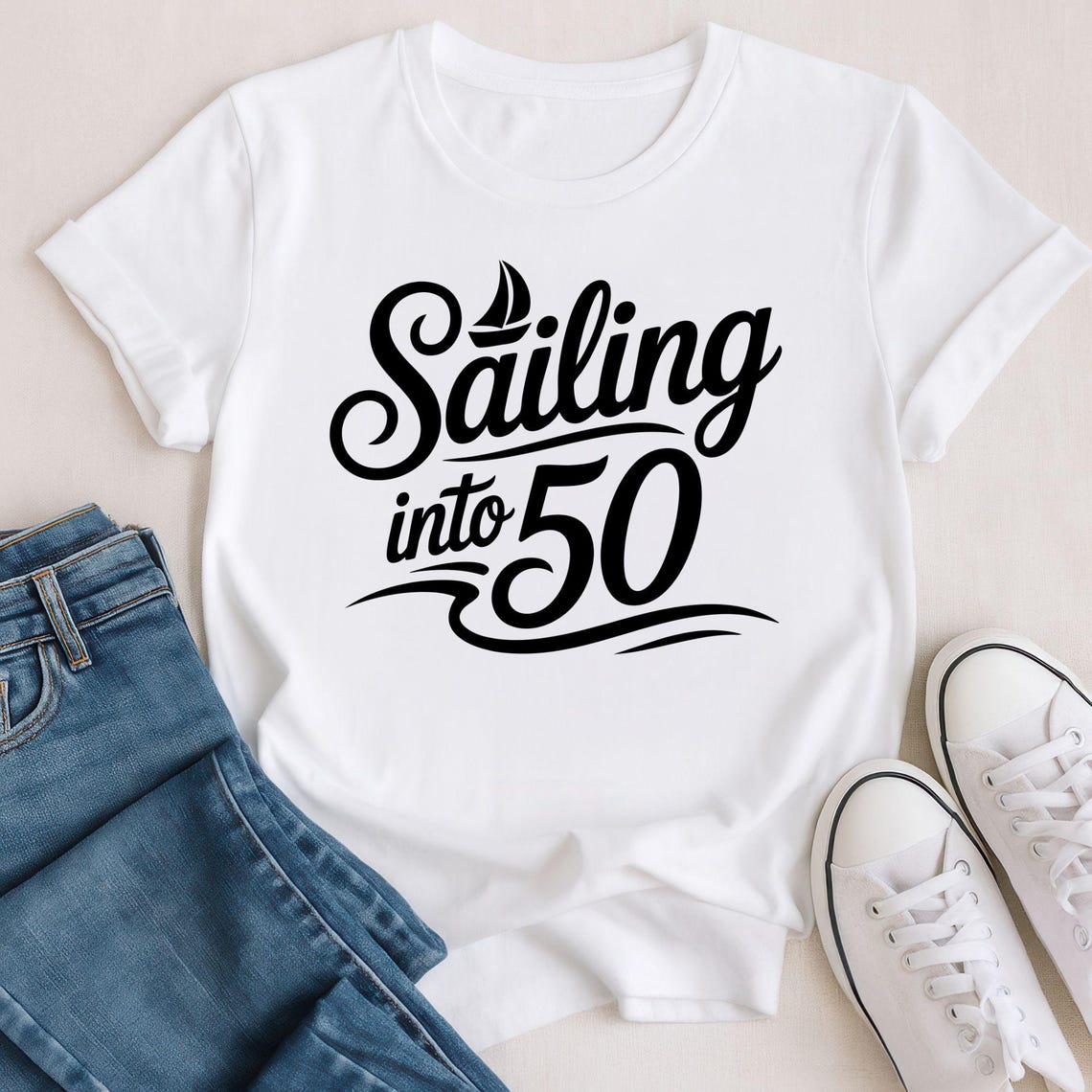 Sailing Into 50 SVG – Nautical 50th Birthday Shirt Design, Cruise Party ...