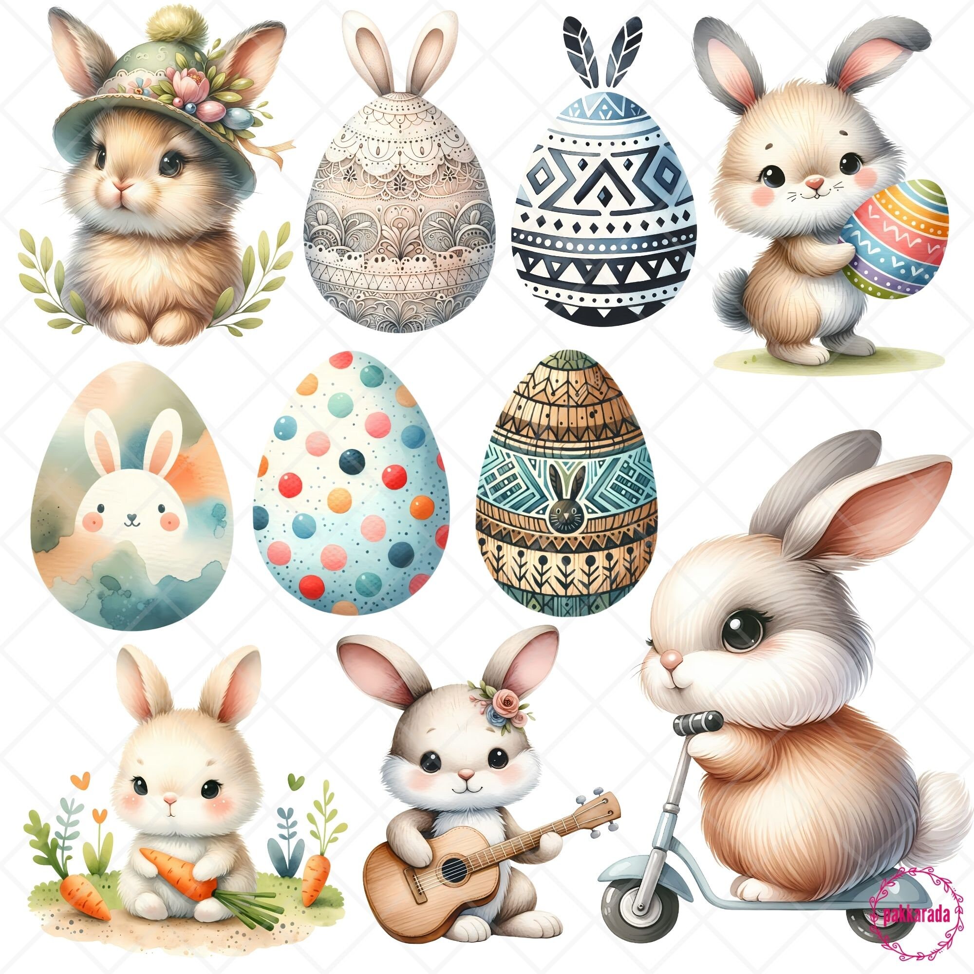 Charming Watercolor Easter Bundle | 30-piece PNG Collection | Cute ...