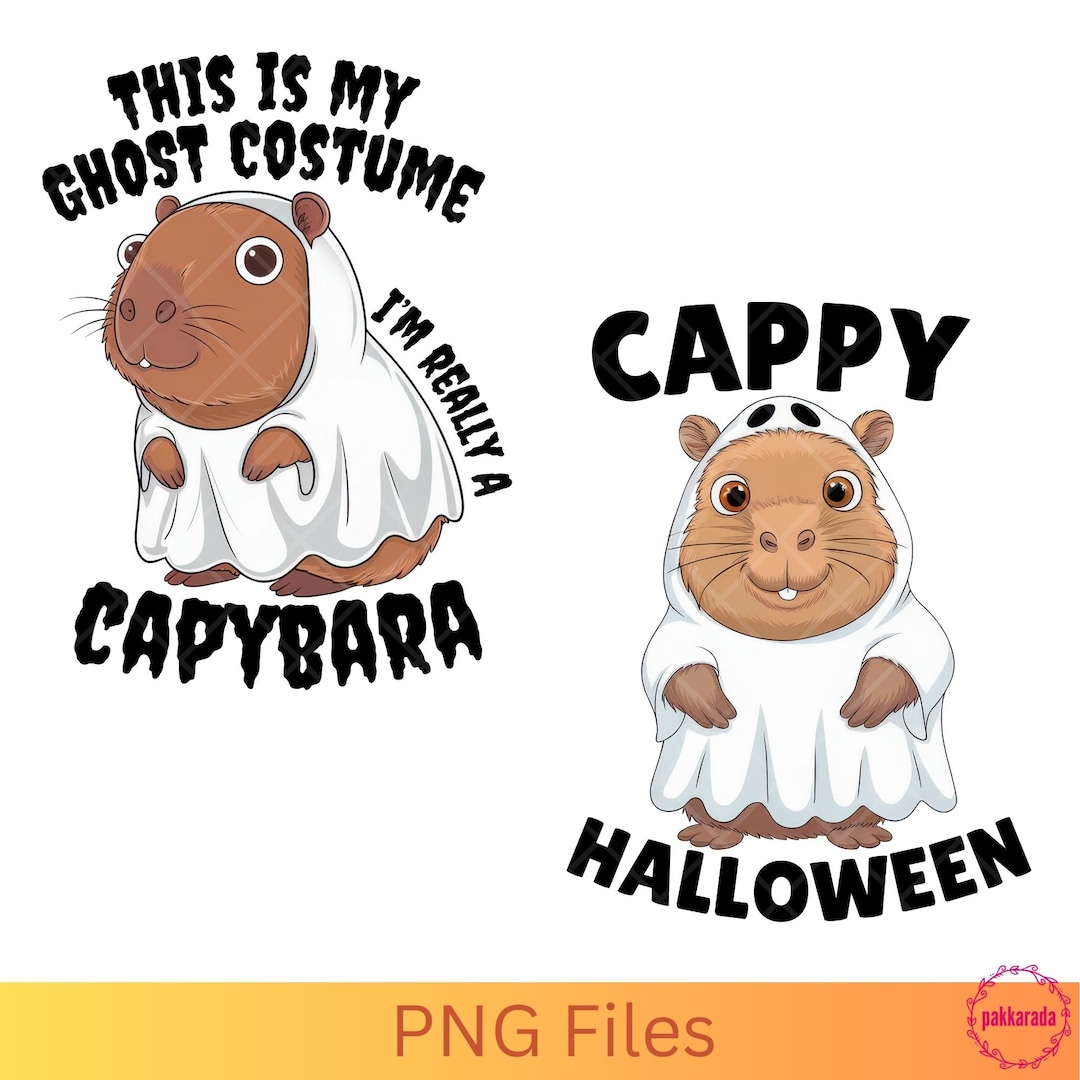 Funny Capybara Ghost Halloween Costume T-shirt PNG – Cappy Halloween ...