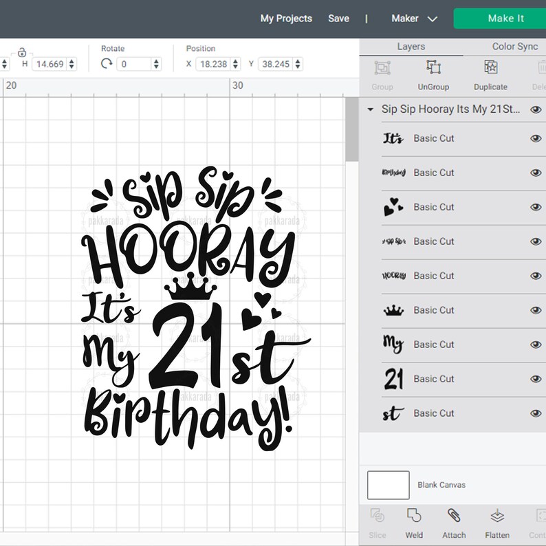 Sip Sip Hooray It's My 21st Birthday Svg 21 Years Old - Etsy