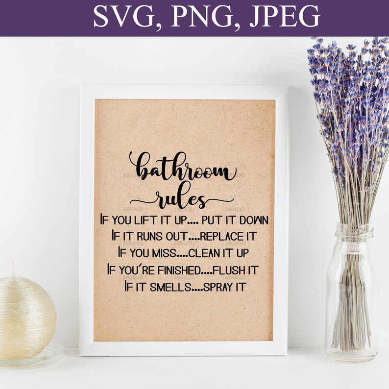 Bathroom Rules Svg Bathroom Sign Svg Funny Bathroom Wall - Etsy